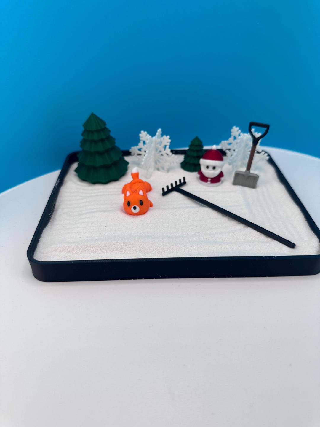 Christmas Zen Garden Set: 3D Printed Fox, Snowman, Rake & Shovel - Etsy