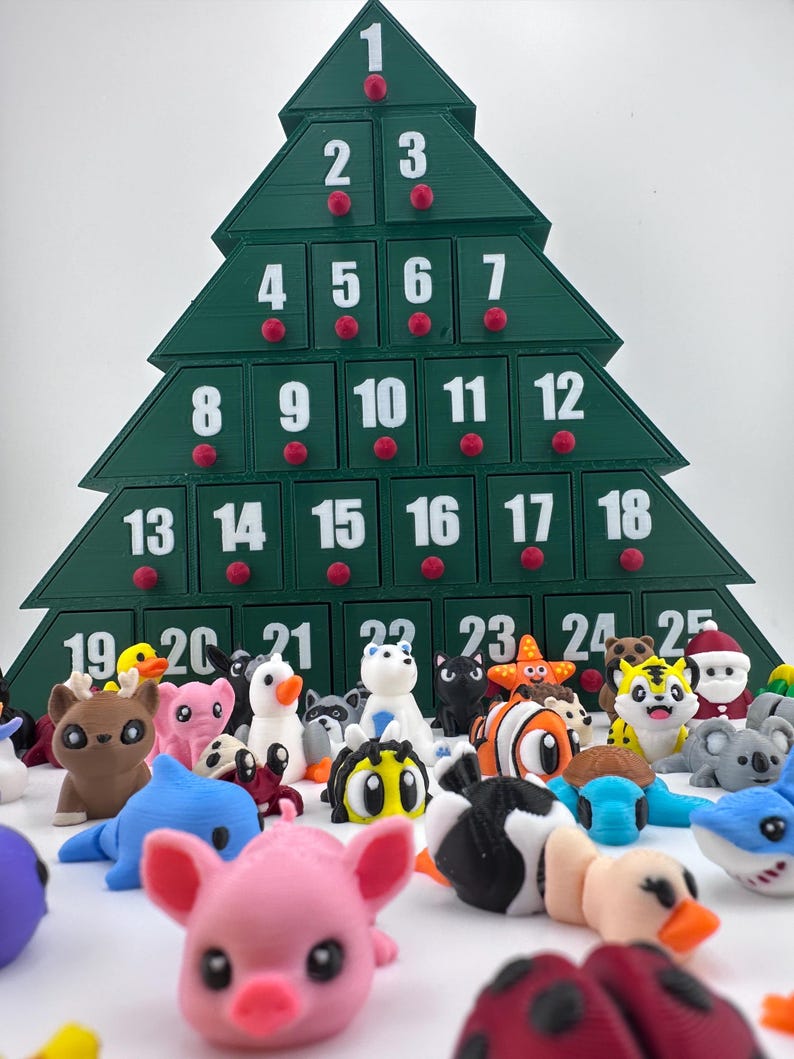 3D Printed Christmas Advent Calendar: Micro Holiday Buddies, Festive ...