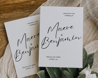 Minimalist Wedding Program Template: Elegant Border Design (digital ...