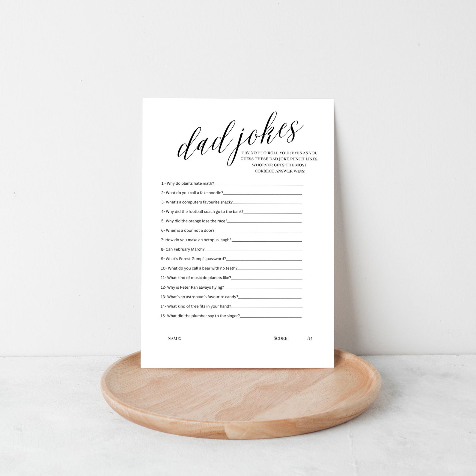 Dad Jokes Baby Shower Game: Printable Template (5x7 & 8.5x11) - Etsy