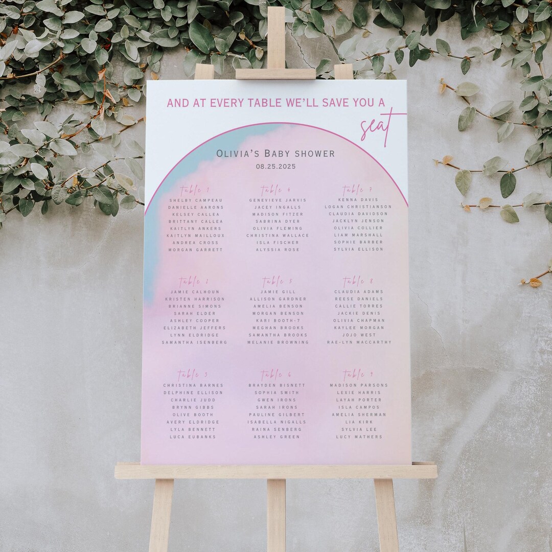 Plano de asientos para baby shower de Mama Era, baby shower de T Swift ...