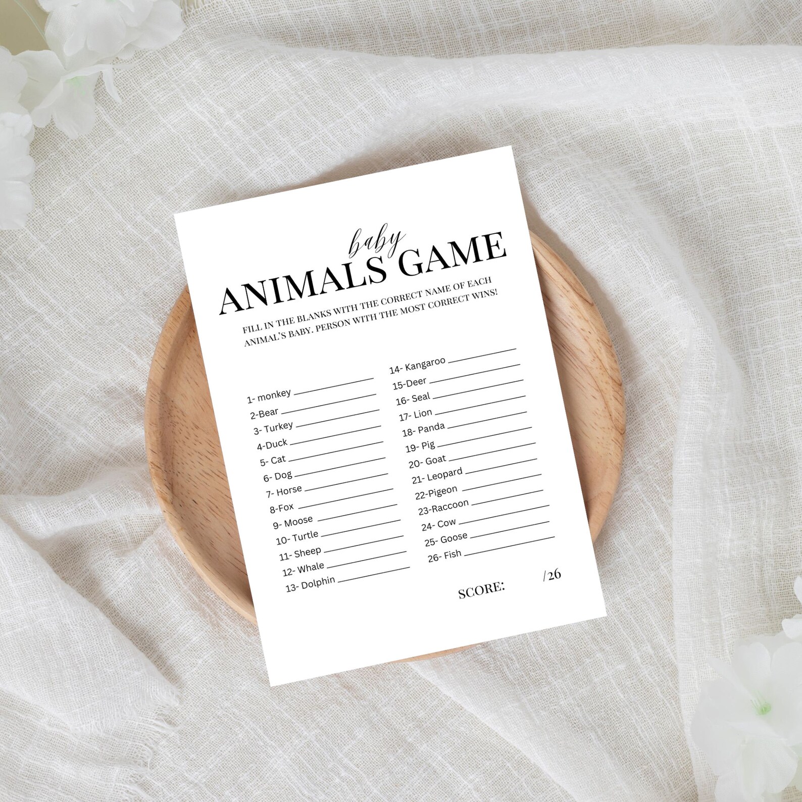 Baby Animal Baby Shower Game Name the Baby Game Baby Shower - Etsy