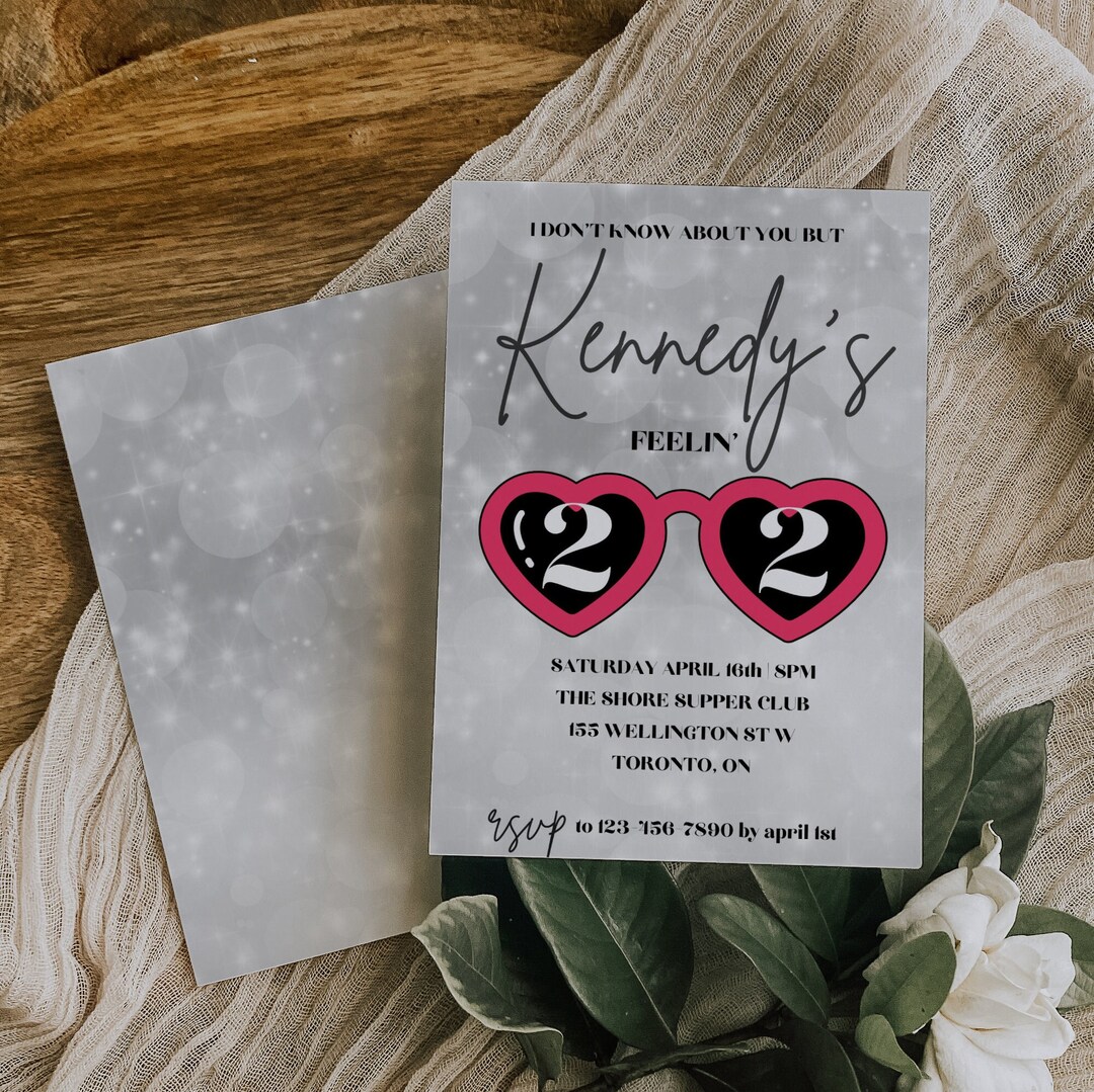 Feelin' 22 Birthday Invitation, T Swift Birthday Invitation, Birthday ...