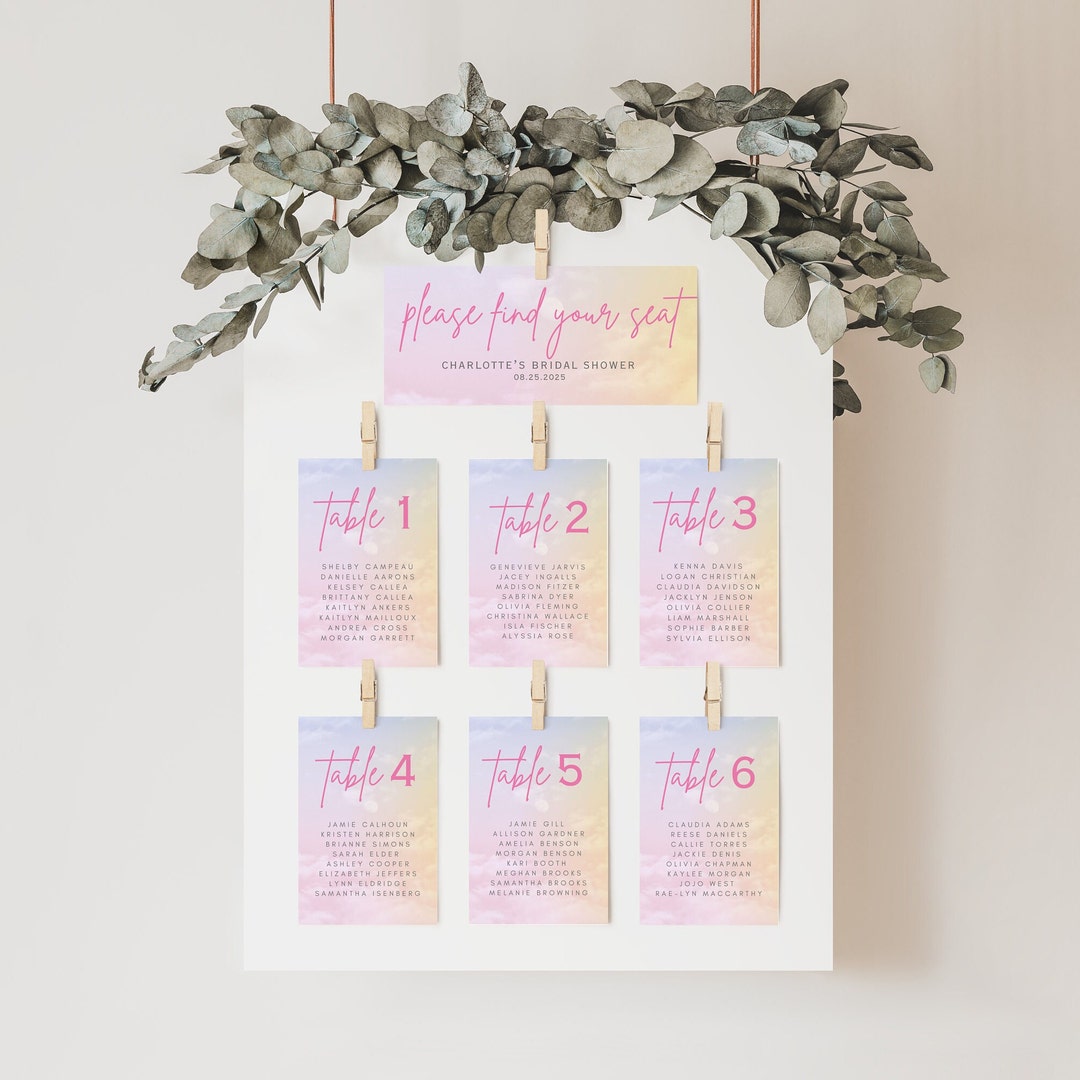 Bridal Shower Seating Chart Template, in Her Bride Era (canva Editable ...