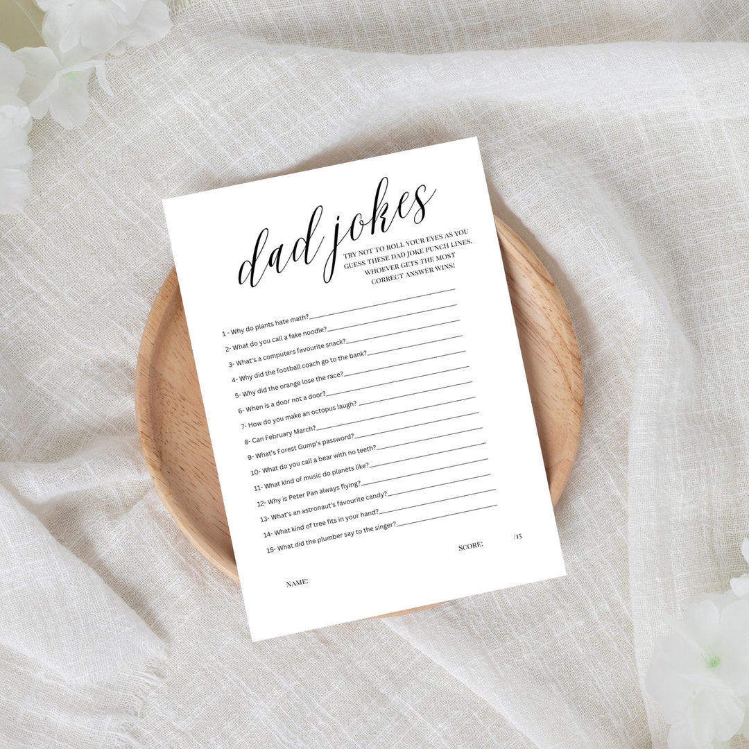 Dad Jokes Baby Shower Game: Printable Template (5x7 & 8.5x11) - Etsy