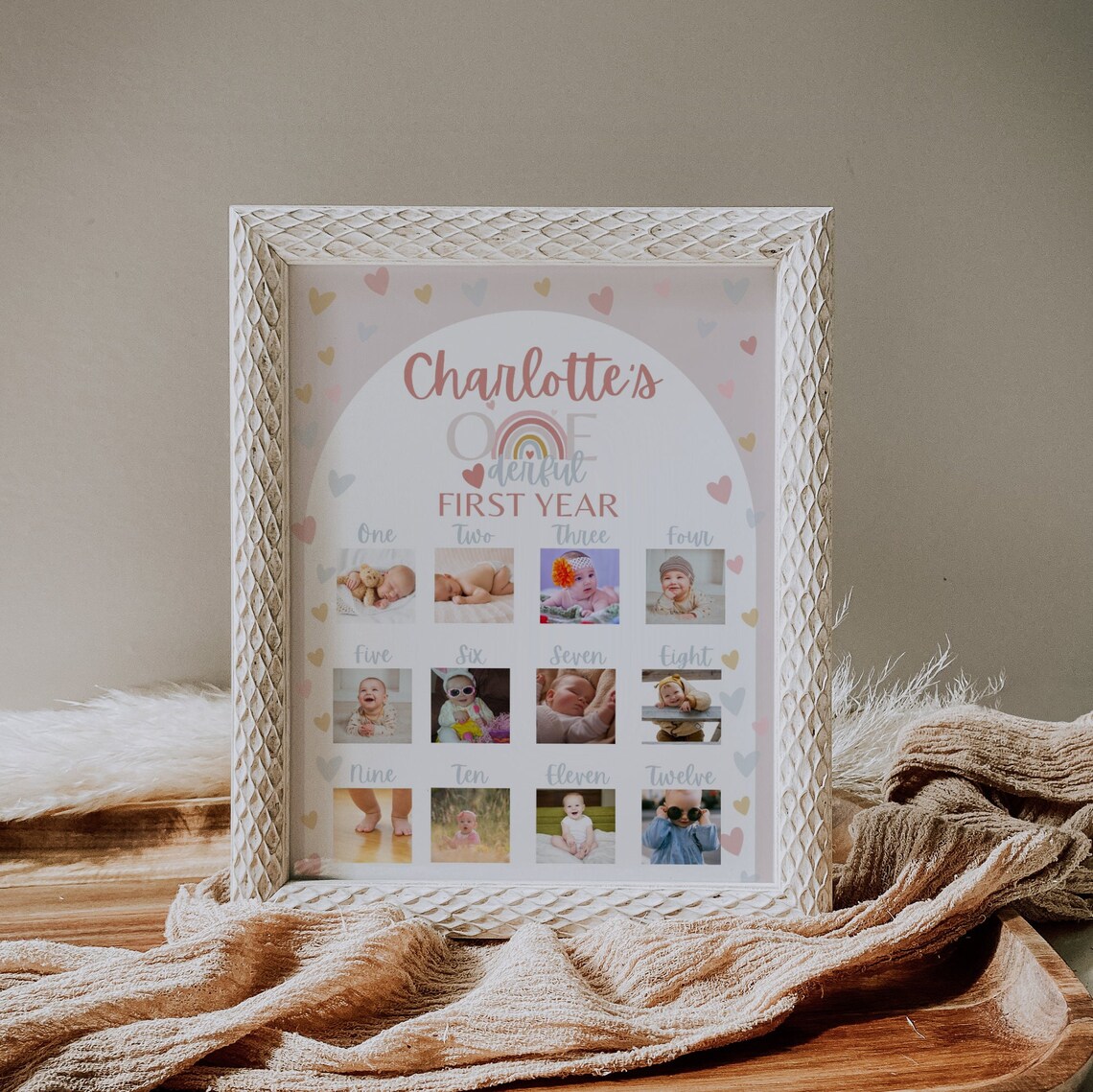 One-derful First Birthday Photo Milestone Board, Isnt She Onederful 1st ...