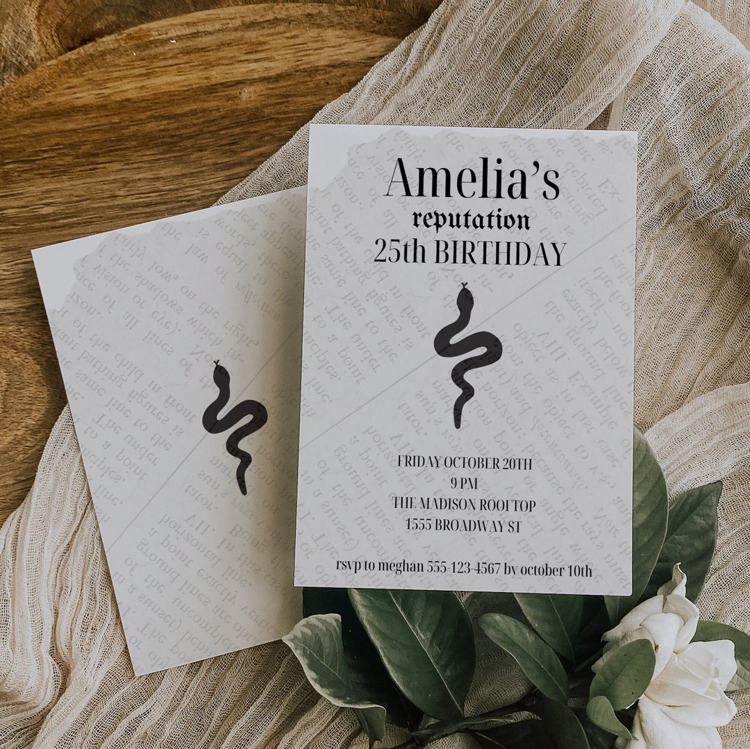 Taylor Swift Reputation Birthday Invitation, Swiftie Birthday Invite ...