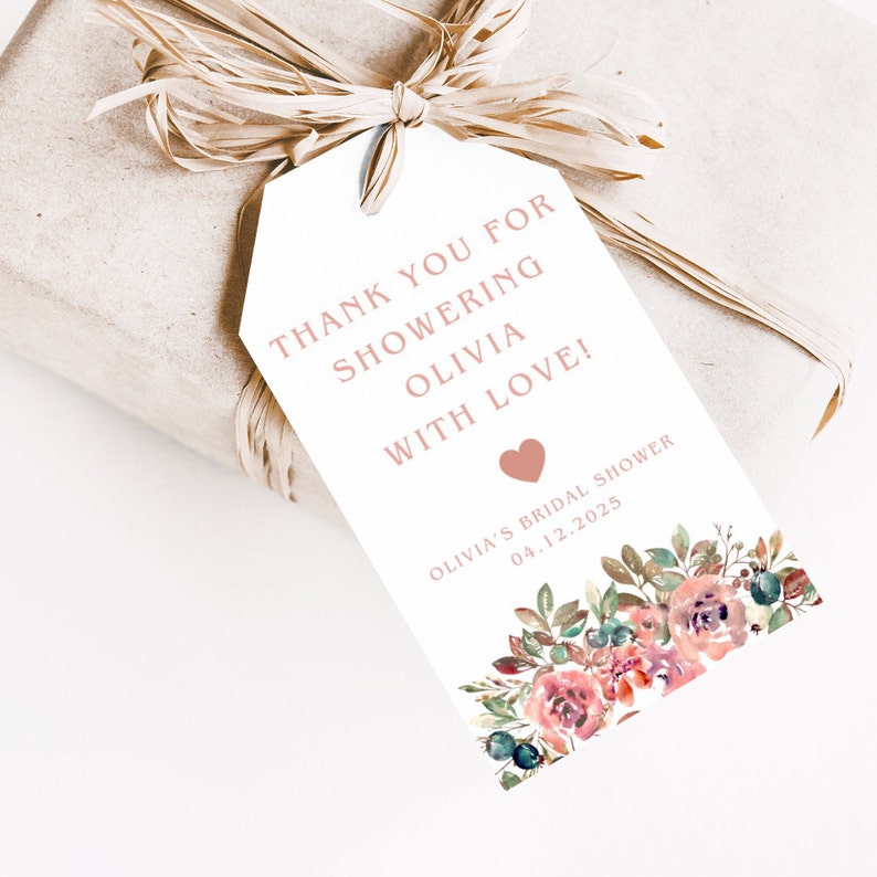 Thank You Tags, Bridal Shower Thank You Tags, Favor Tags, Bridal Shower ...