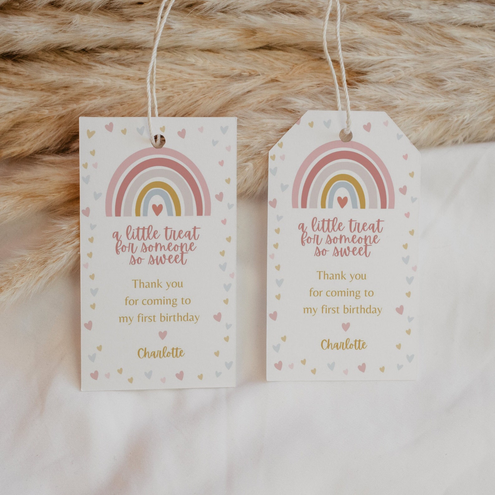 Boho Rainbow First Birthday Favor Tag Template (digital Download) - Etsy