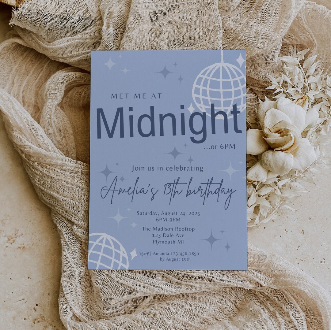 Meet Me at Midnight Birthday Invitation, T Swift Birthday Invite, Eras ...