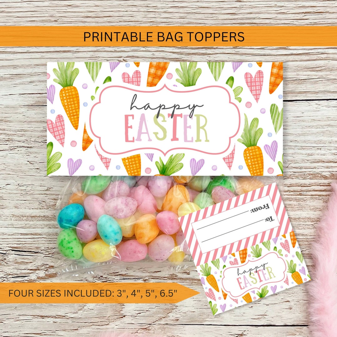 Easter Treat Bag Topper Printable for Kids Favors, Happy Easter Cookie ...