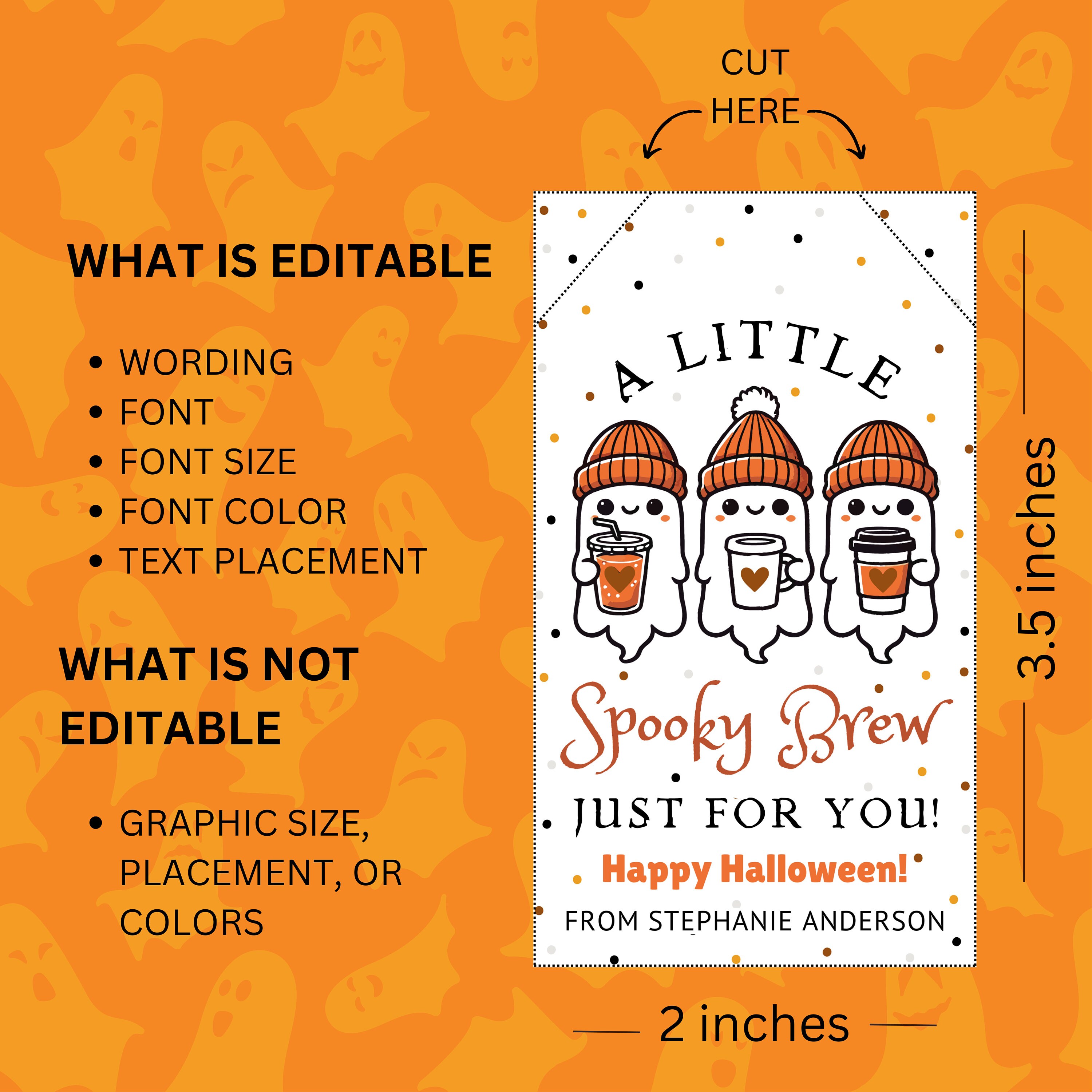 Halloween Coffee Teacher Tag Editable Printable Template, Spooky Brew ...