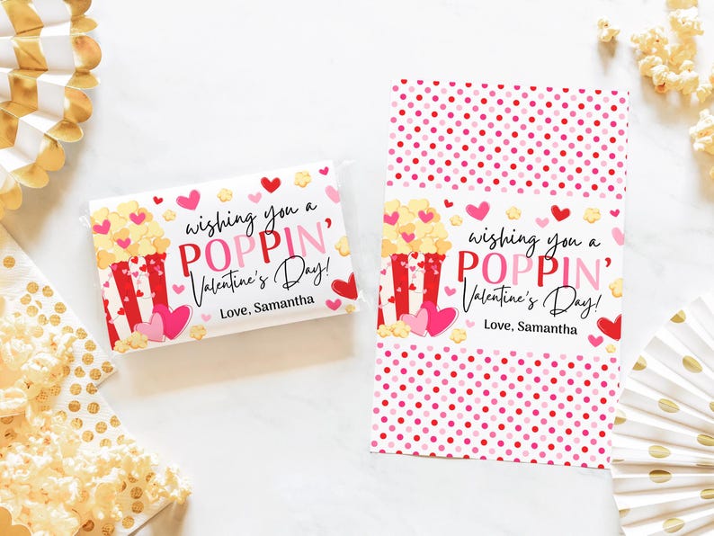 Popcorn Valentine Wrapper Editable, Printable Microwave Popcorn Happy ...