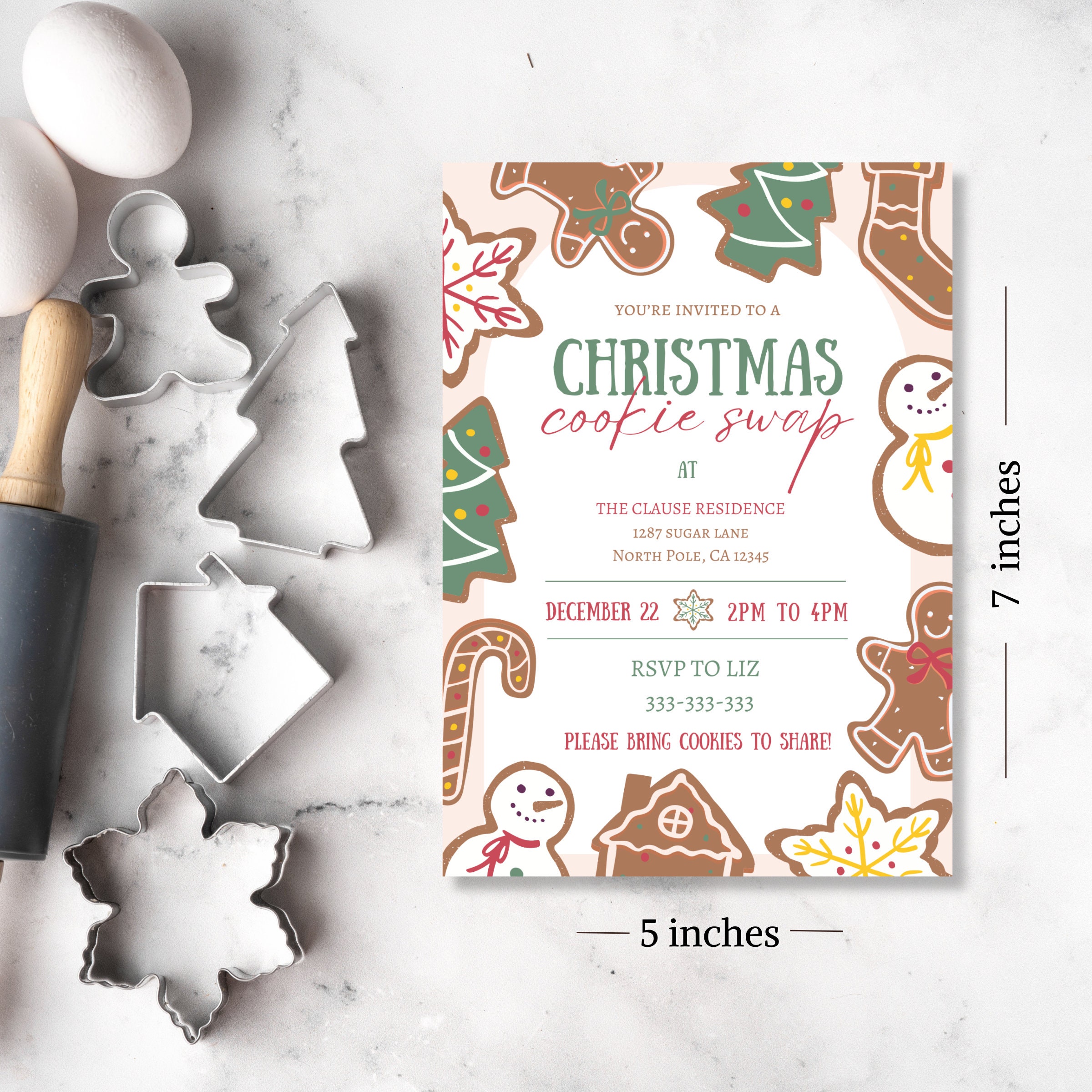 Christmas Cookie Baking Swap Invitation, Holiday Cookie Exchange Invite ...