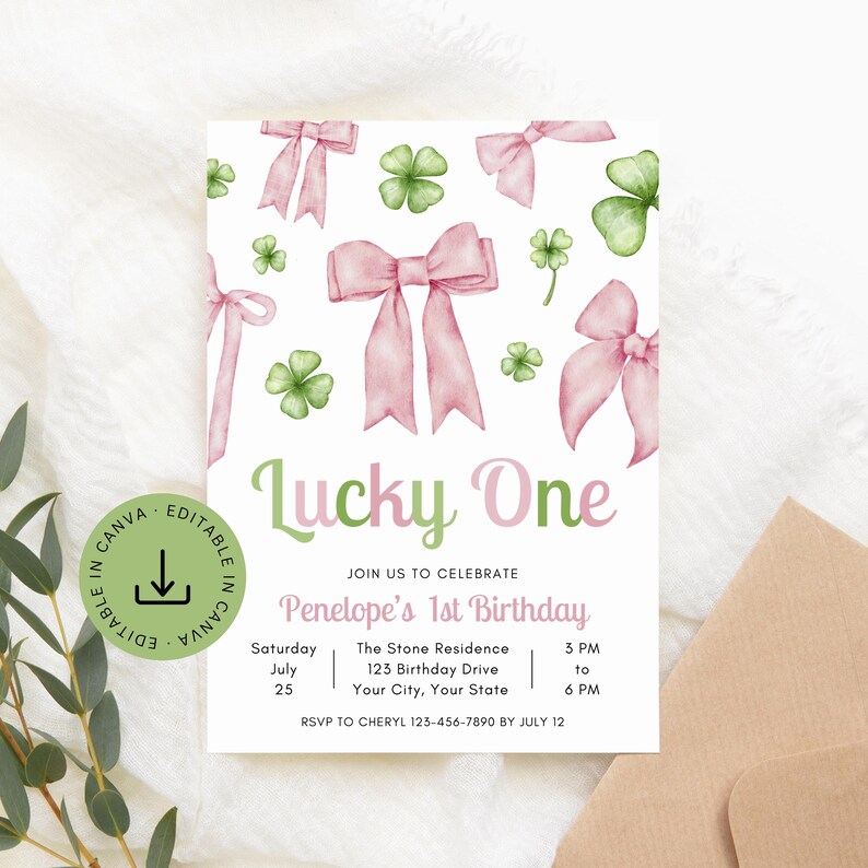 Lucky One Girl St Patricks Day Invitation, March Irish Birthday Party ...
