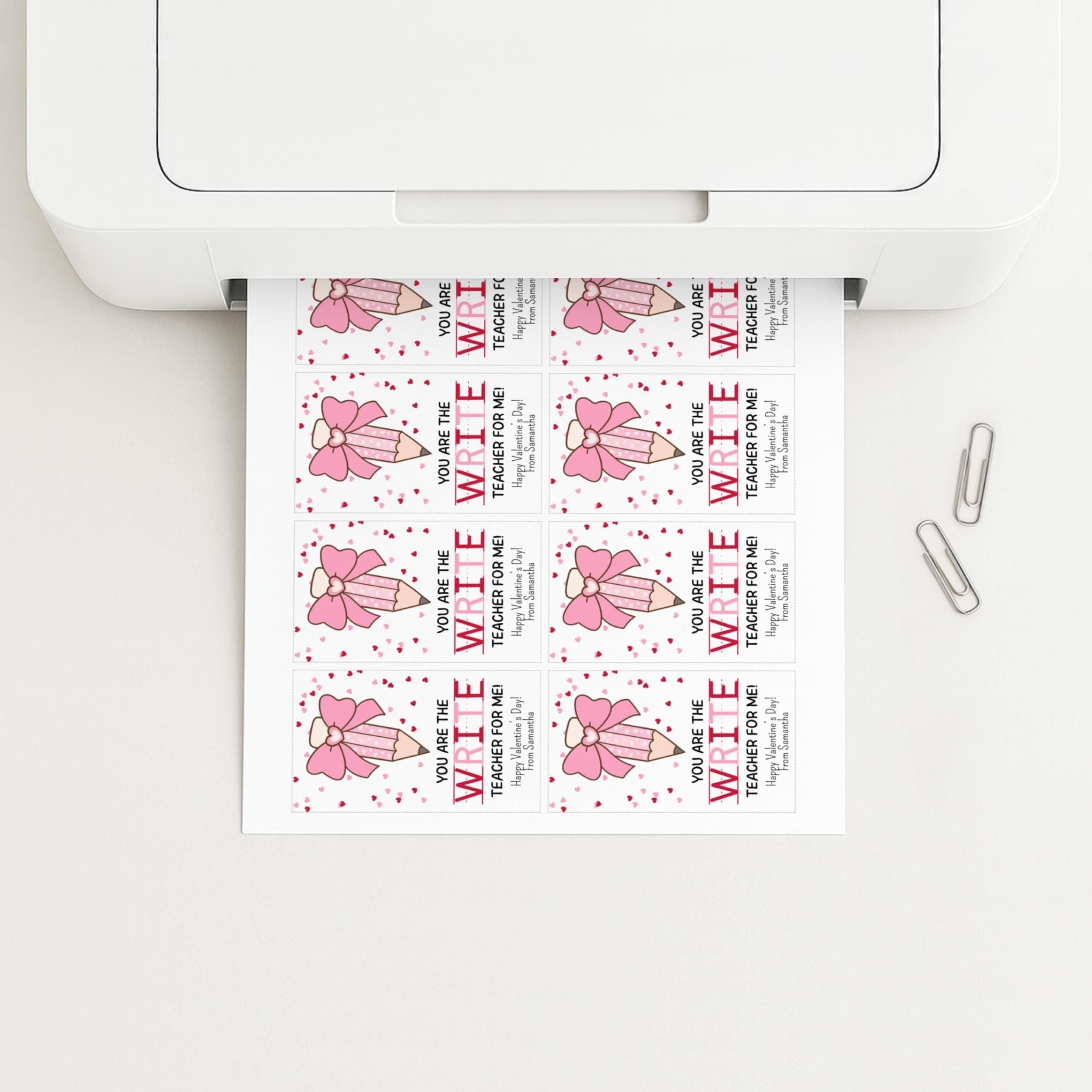 Teacher Pencil Valentine's Day Gift Tag Editable: Just Write School ...