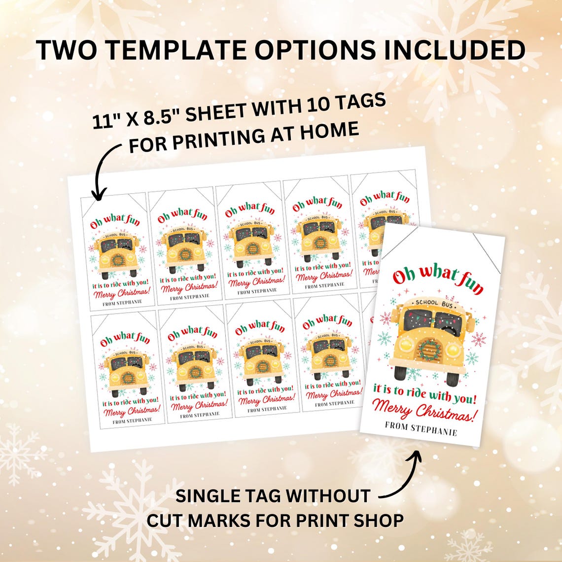 Editable Christmas School Bus Driver Gift Tag: Printable Appreciation ...
