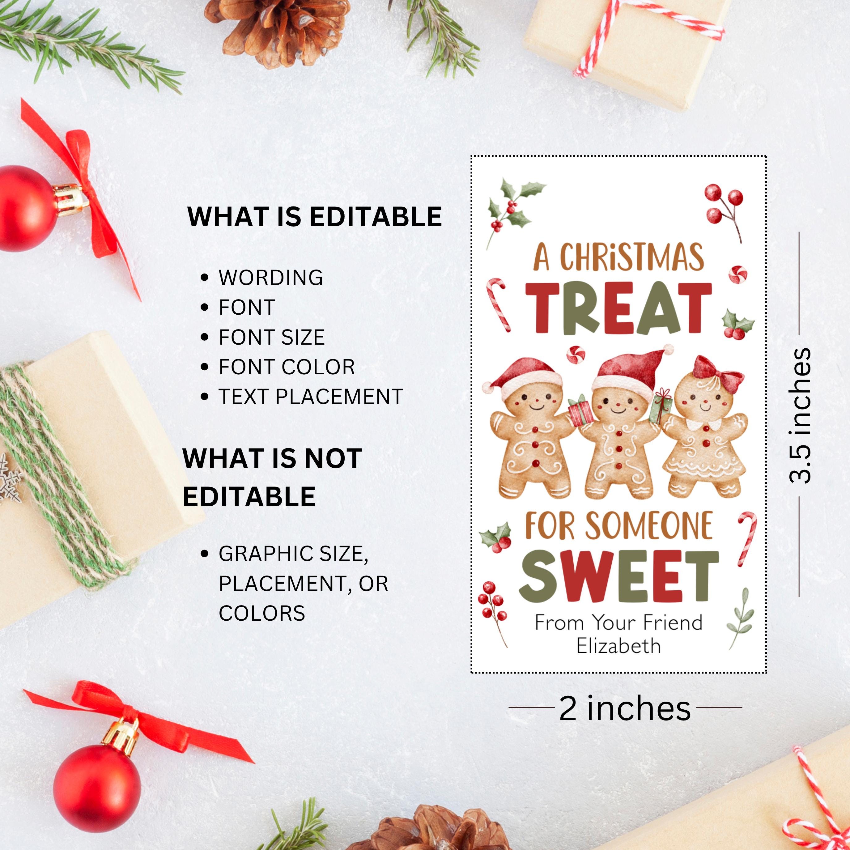 Gingerbread Christmas Gift Tag Editable, Printable Cookie Baked Goods ...