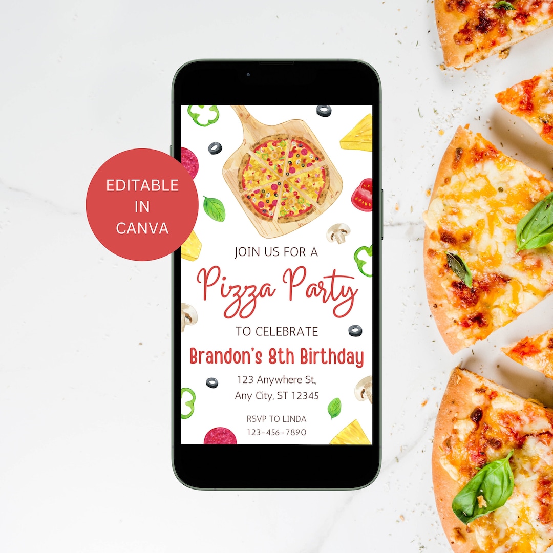 Boys Pizza Party Invitation Editable, Printable Kids Pizza Theme ...