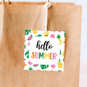 Cookie Tag Summer Printable, Hello Summer Fruit Tropical Label for ...