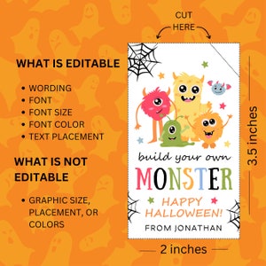 Build Your Own Monster Printable Tag Editable, Make Your Own Monster ...