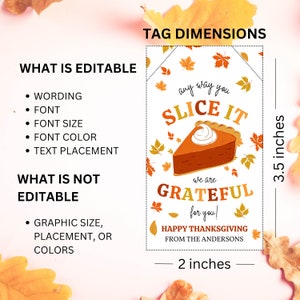 Any Way You Slice It Tag Editable Pumpkin Pie Tag Printable Happy ...