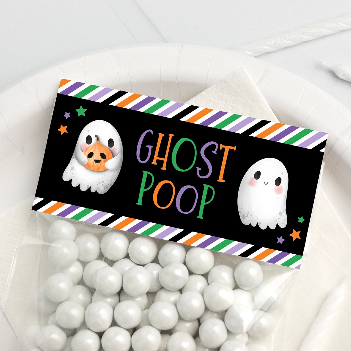 Ghost Poop Bag Topper Happy Halloween Printable Marshmallow ...