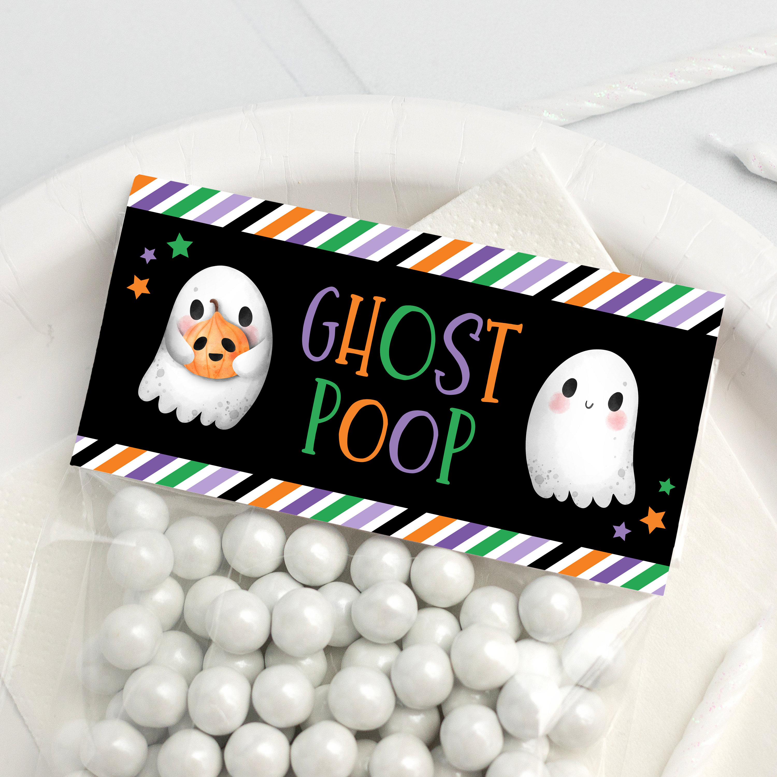 Ghost Poop Bag Topper Happy Halloween Printable Marshmallow ...