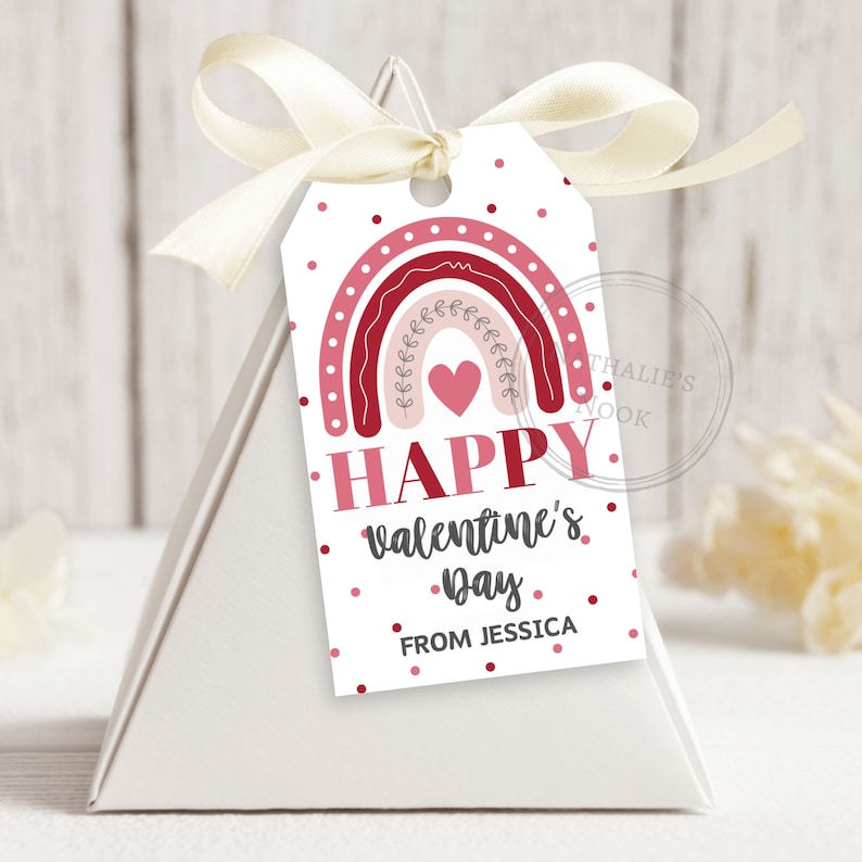 Rainbow Valentine Printable Gift Tag Editable, Kids School Class Happy ...