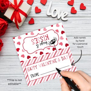 Bugs and Kisses Valentine Bag Topper Printable, Valentine's Day Bugs ...