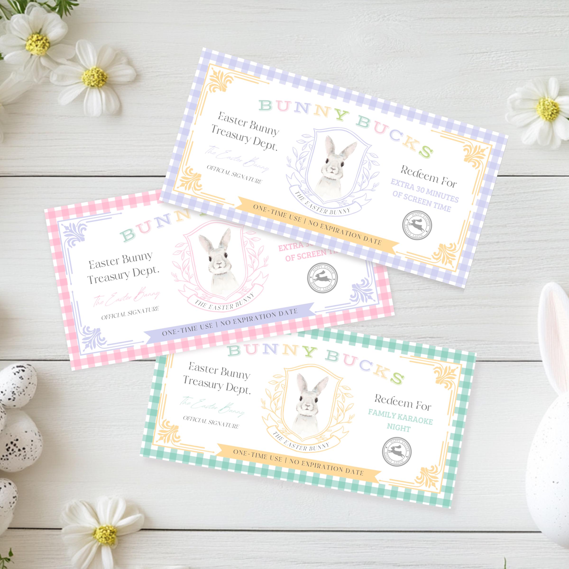 Easter Bunny Bucks Editable, Printable Easter Play Money Egg Hunt ...