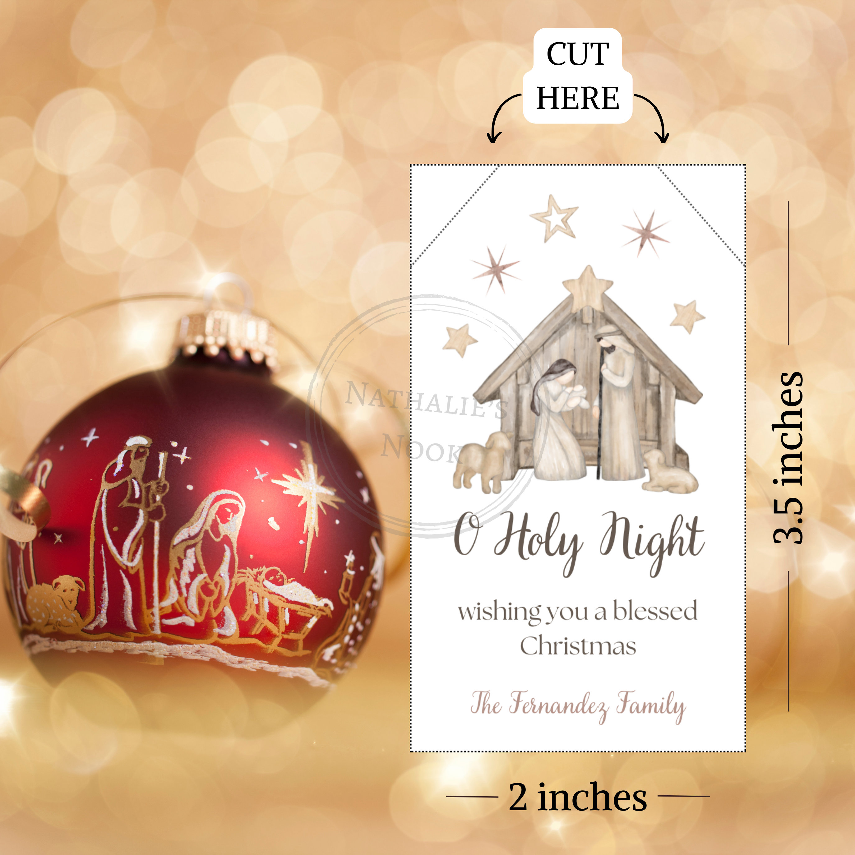 Nativity Christmas Tags Editable, Oh Holy Night Gift Label Printable ...