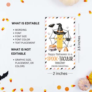Spooktacular Teacher Halloween Tags Editable, Librarian School Staff ...