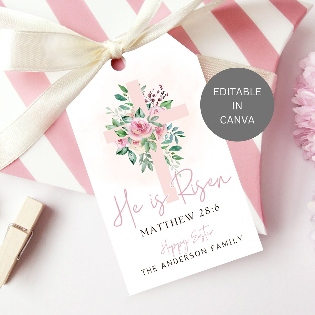 He is Risen Easter Gift Tag Printable, Editable Jesus Religious Cookie ...