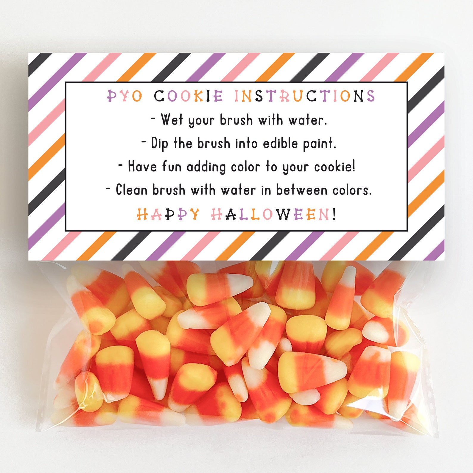 PYO Cookie Bag Toppers Halloween Instructions Printable, Paint Your Own ...