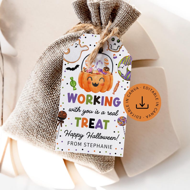 Halloween Coworker Tags Editable, Printable Teacher Employee Staff ...