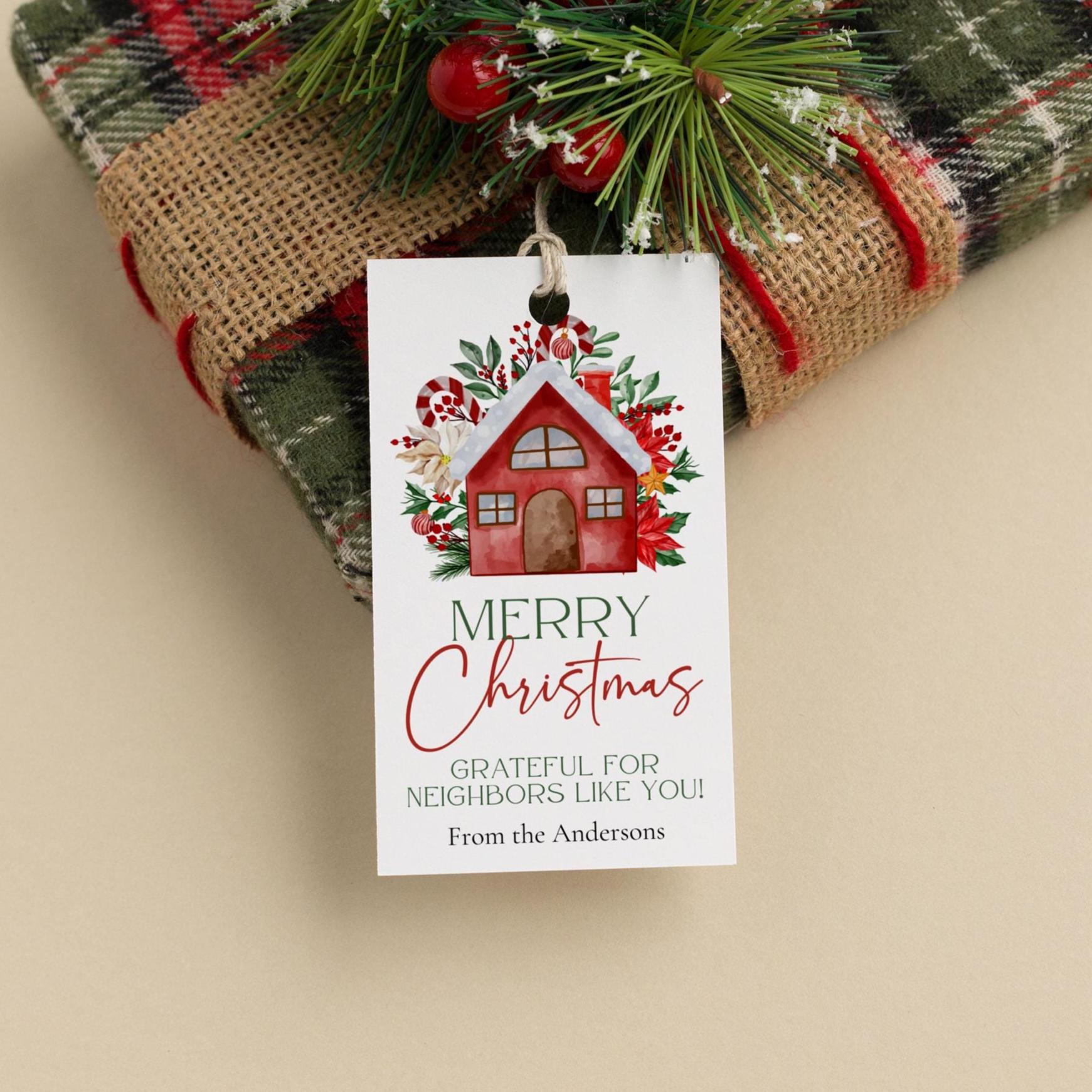 Neighbor Christmas Tag Editable Template: Holiday Printable Gift Label ...