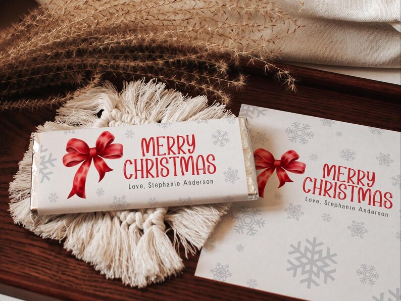 Printable Christmas Chocolate Bar Wrapper: Editable Holiday Candy Party ...