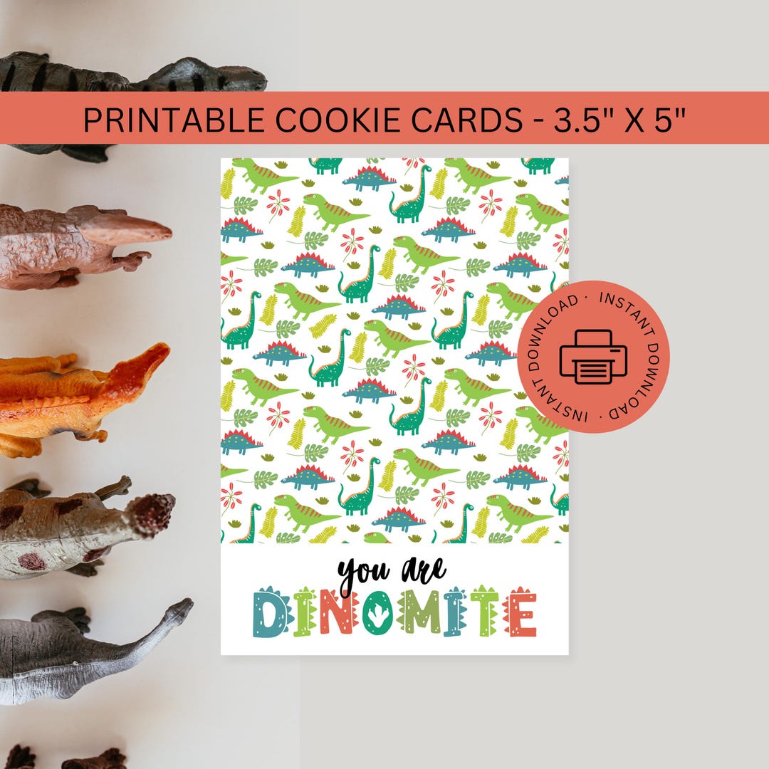 Dinomite Valentine Cookie Card Mini Backer Printable, Dino-mite ...