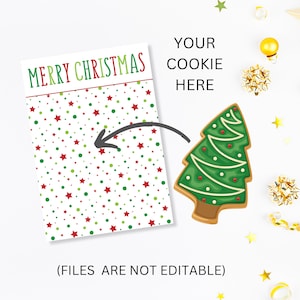 Merry Christmas Cookie Card Backer 4x6, Printable Mini Holiday Cookie ...