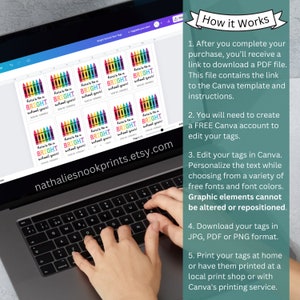 Bright School Year Student Class Gift Tag Editable, Printable First Day ...