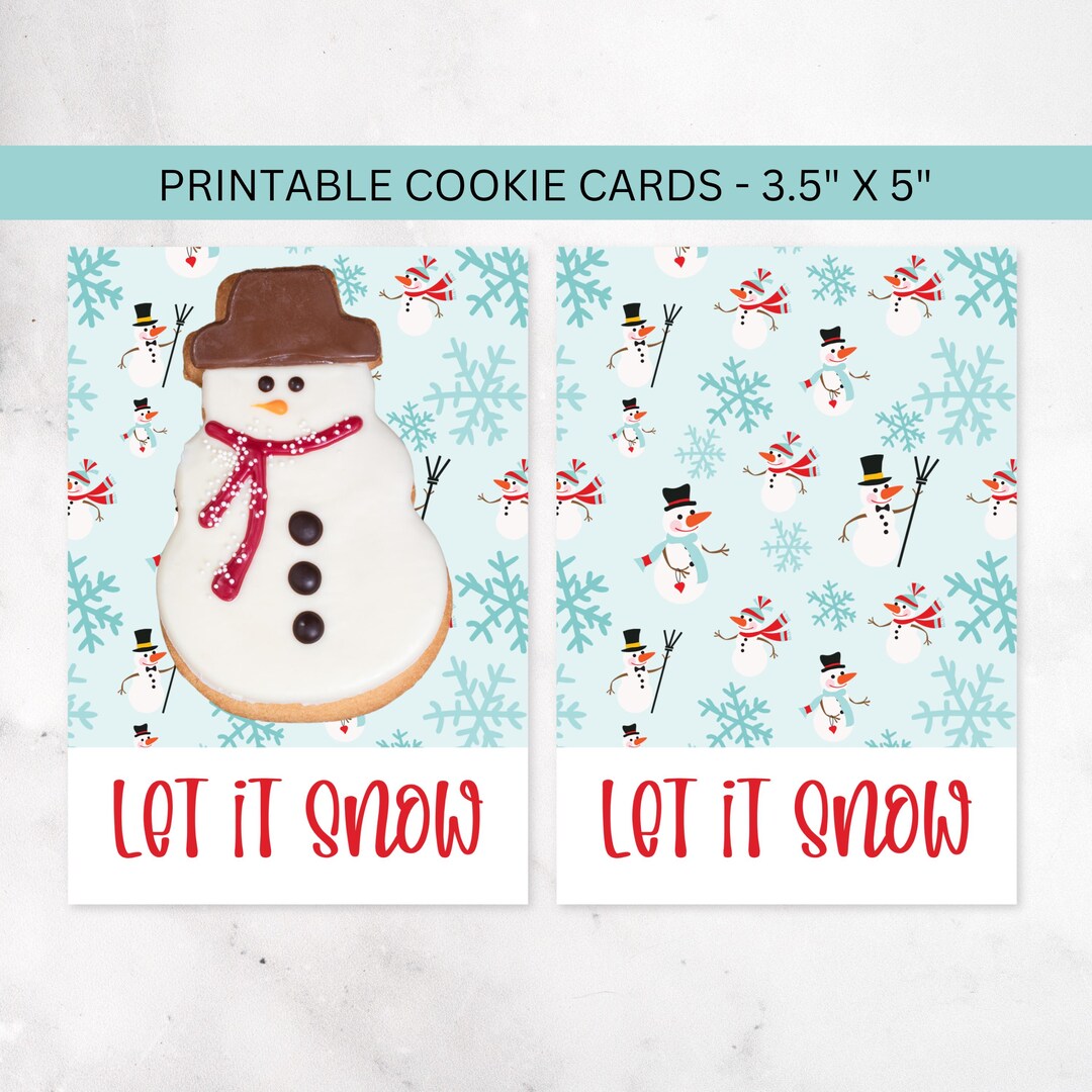 Snowman Christmas Cookie Card Printable, Let It Snow Mini Box Backers 3 ...