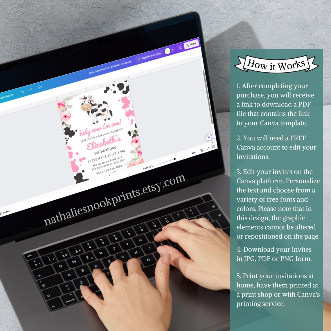 Moo Moo Im Two Digital Invite Birthday Party Editable, Girl I'm 2 Cow ...
