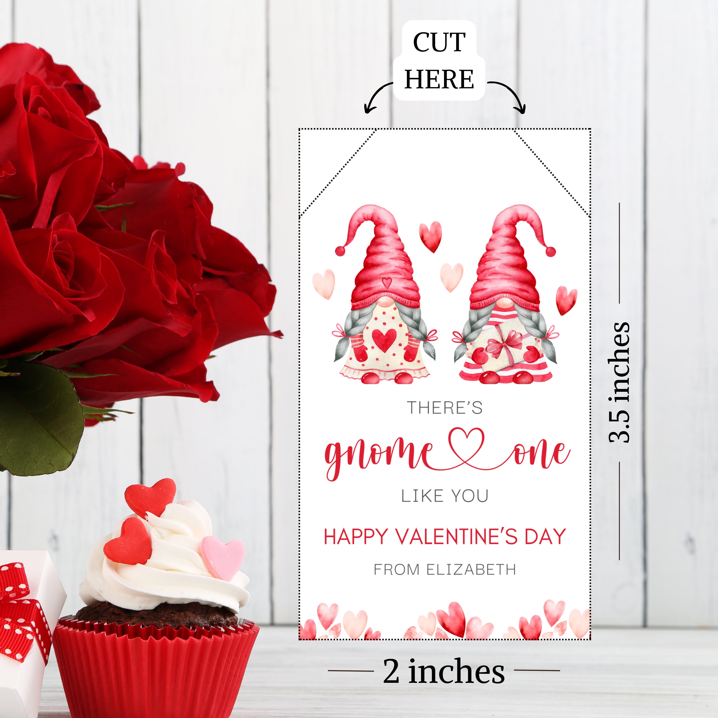 Gnome Valentine Tag Edit Happy Valentine Tags Printable - Etsy