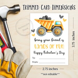Construction Valentine Cards Printable for Kids, I Dig You Truck Boy ...