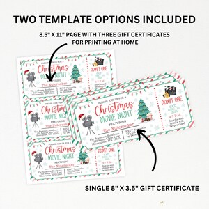Printable Christmas Movie Night Ticket Invitation, Holiday Family Movie ...