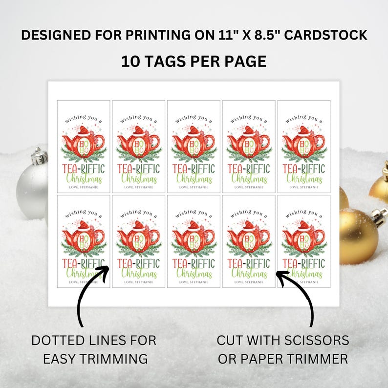 Christmas Tea Tag Editable Template, Tea Bag Printable Holiday Label ...
