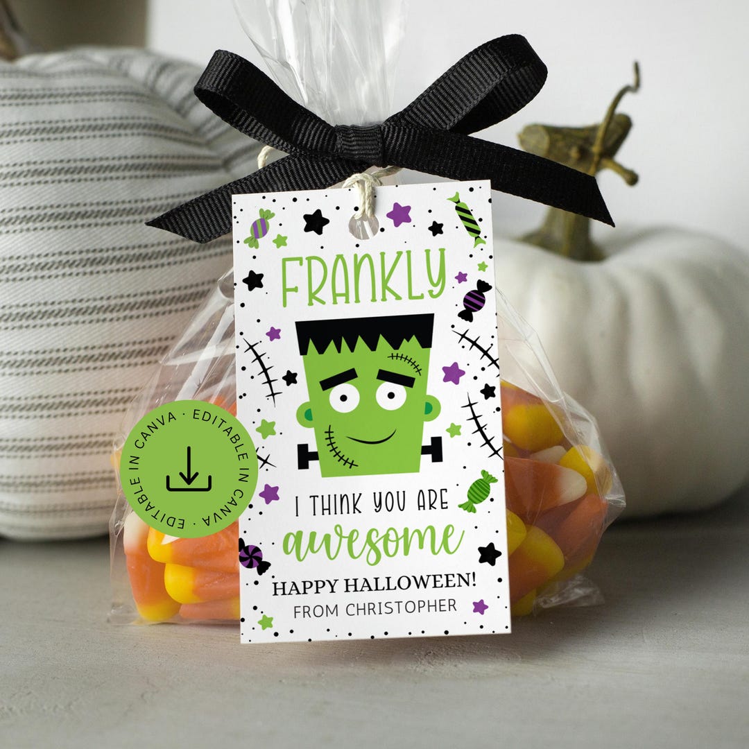 Frankenstein Tag Editable, Boy Halloween Tag Printable, Classroom ...