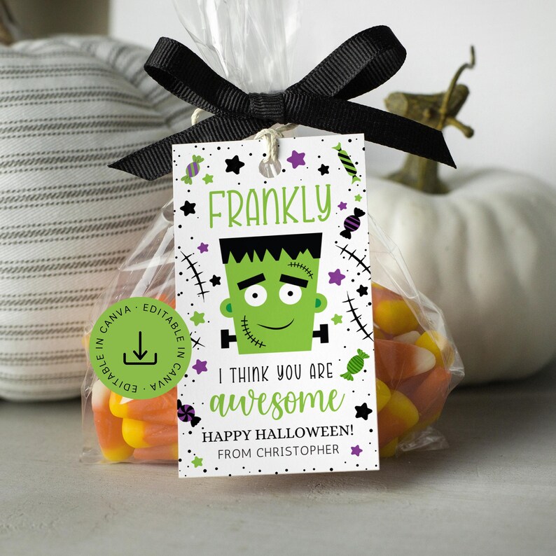 Frankenstein Tag Editable, Boy Halloween Tag Printable, Classroom ...