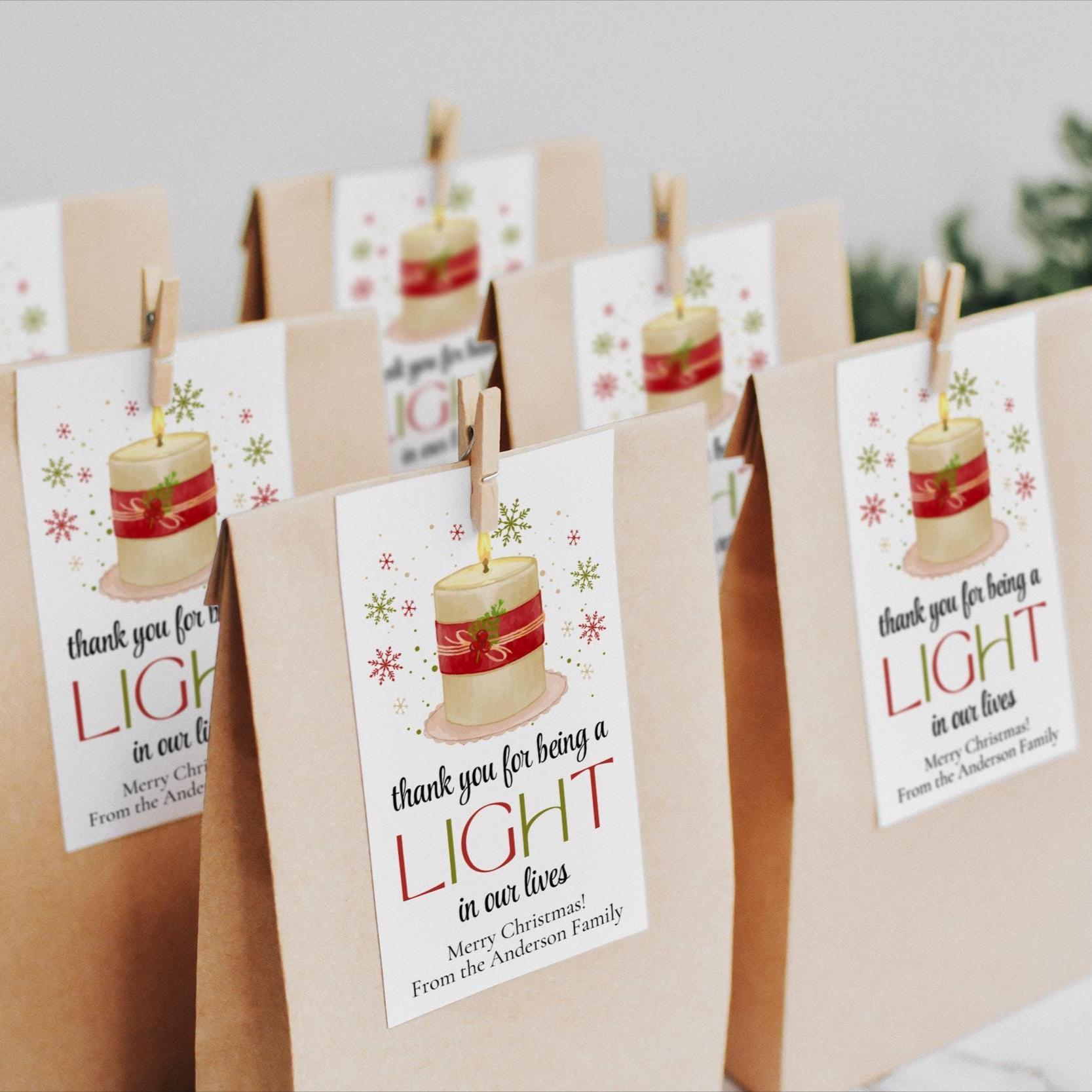 Christmas Candle Editable Gift Tag, Teacher Holiday Printable Favor ...